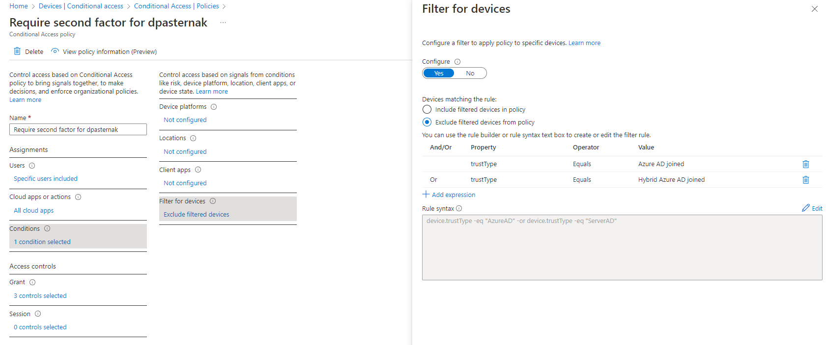 Exclud Hybrid Azure Ad Joined And Devices Marked As Compliant From Useing 2fa Microsoft Qanda 