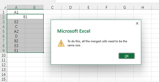 Error message when sorting cells alphabetically. SOS. - Microsoft Q&A