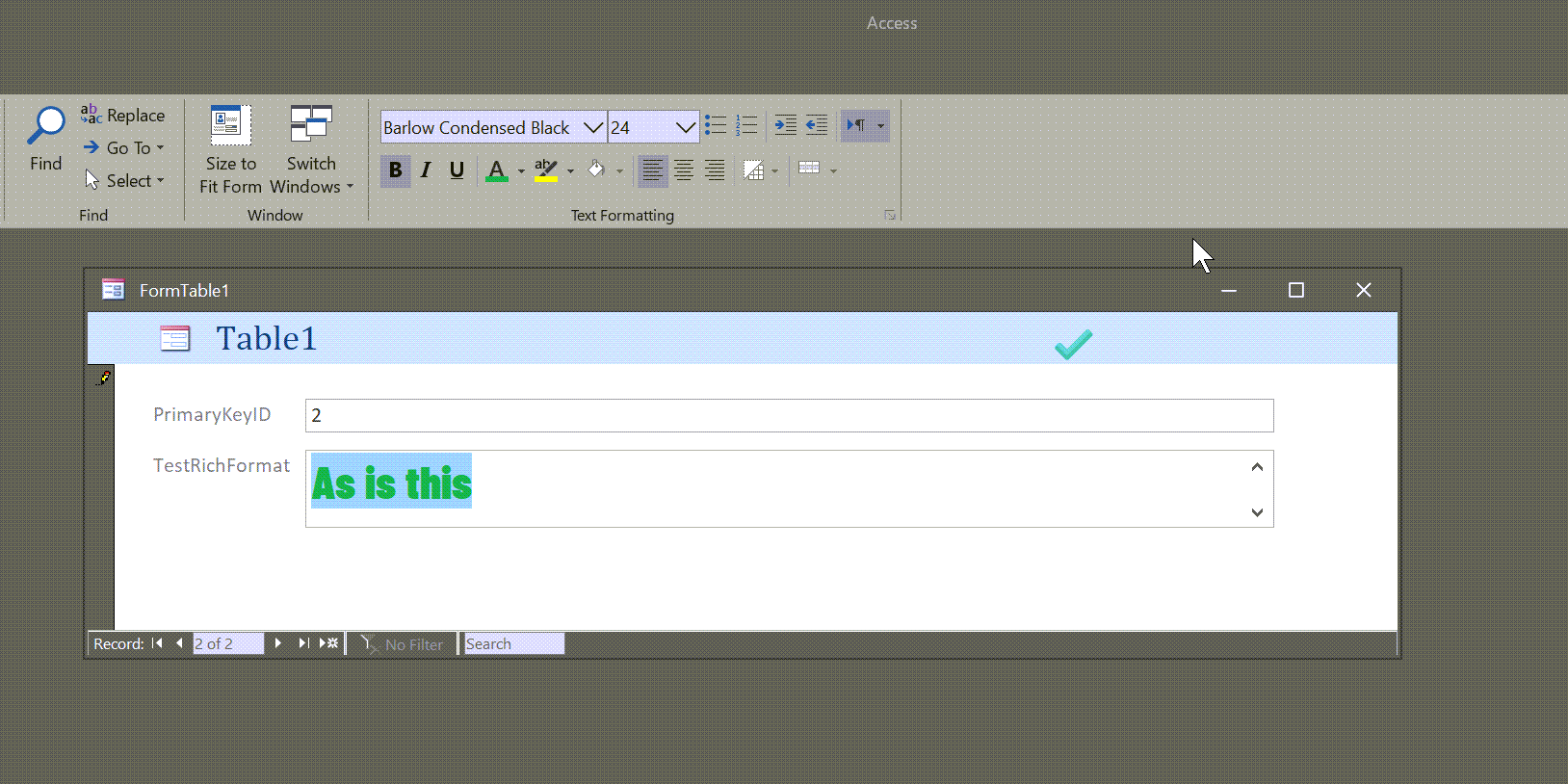 Can't format rich text field in .accde database? - Microsoft Q&A