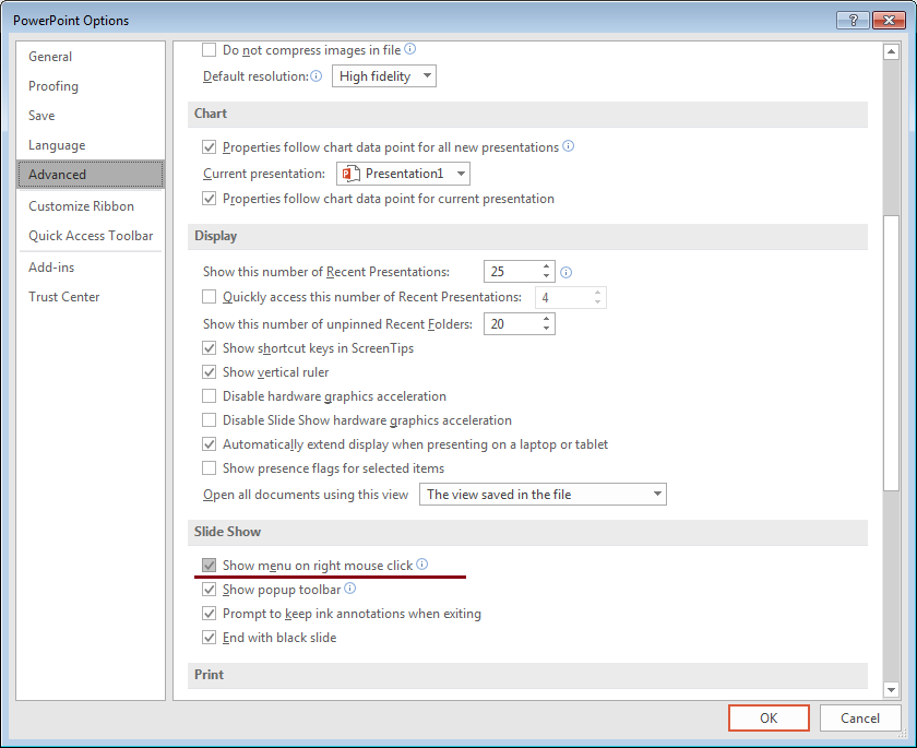 How to advance a slide with right click instead of left click in power ...