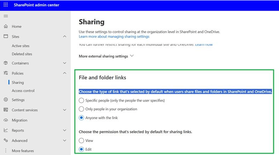 Sharepoint List Default Sharing Options - Microsoft Q&A