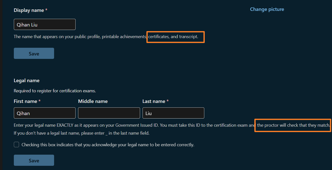 Legal Name is not showing in certificate - Microsoft Q&A