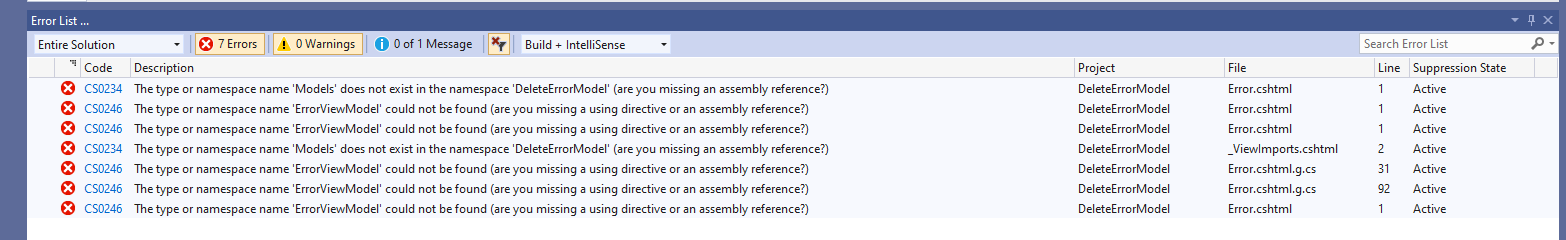 Error deleting ErrorViewModel in model folder - Microsoft Q&A Error deleting ErrorViewModel in model folder - Microsoft Q&A