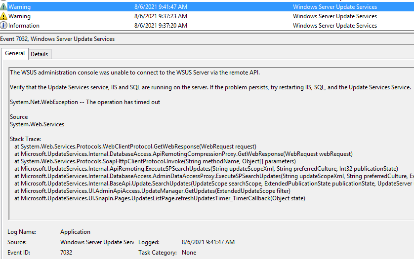 WSUS synchronization fail - DBConnection.OnReceivingInfoMessage - Microsoft Q&A