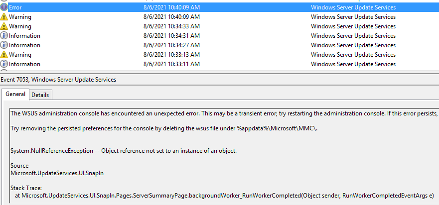 WSUS synchronization fail - DBConnection.OnReceivingInfoMessage - Microsoft Q&A