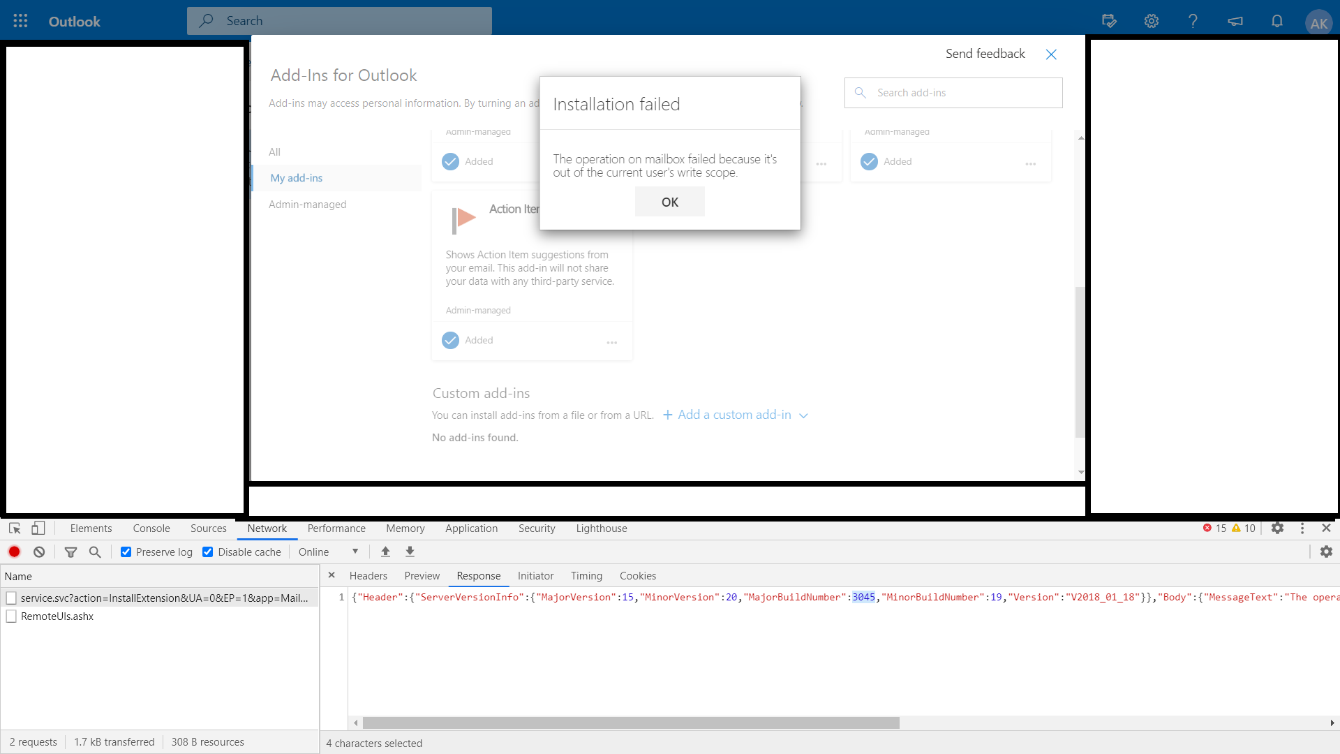 Outlook OWA addin installation permission issue. (Delegate shared ...