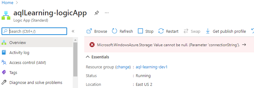 Getting An Error Microsoft Windowsazure Storage Value Cannot Be Null Parameter