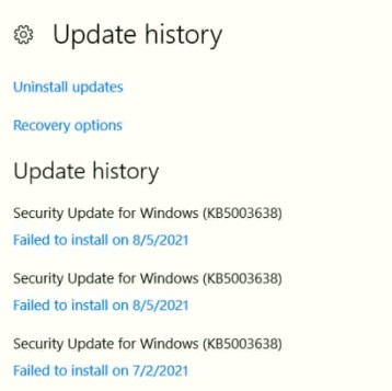 install cumulative update KB5003638 failed on windows server 2016 - Microsoft Q&A