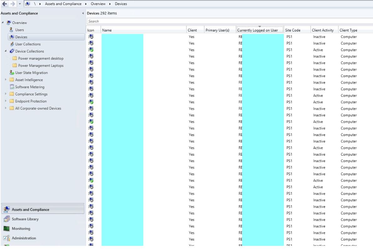 Greyed Out Icon SCCM but users are online - Microsoft Q&A
