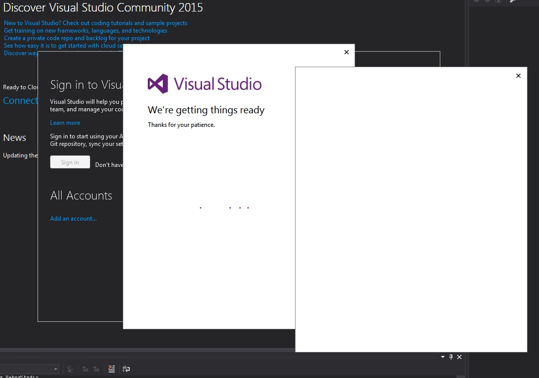 can't sign in visual studio community 2015 with java script error - Microsoft Q&A