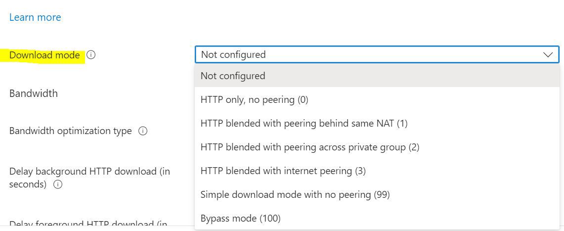 Delivery Optimization Setting Intune-Local Cache Server - Microsoft Q&A