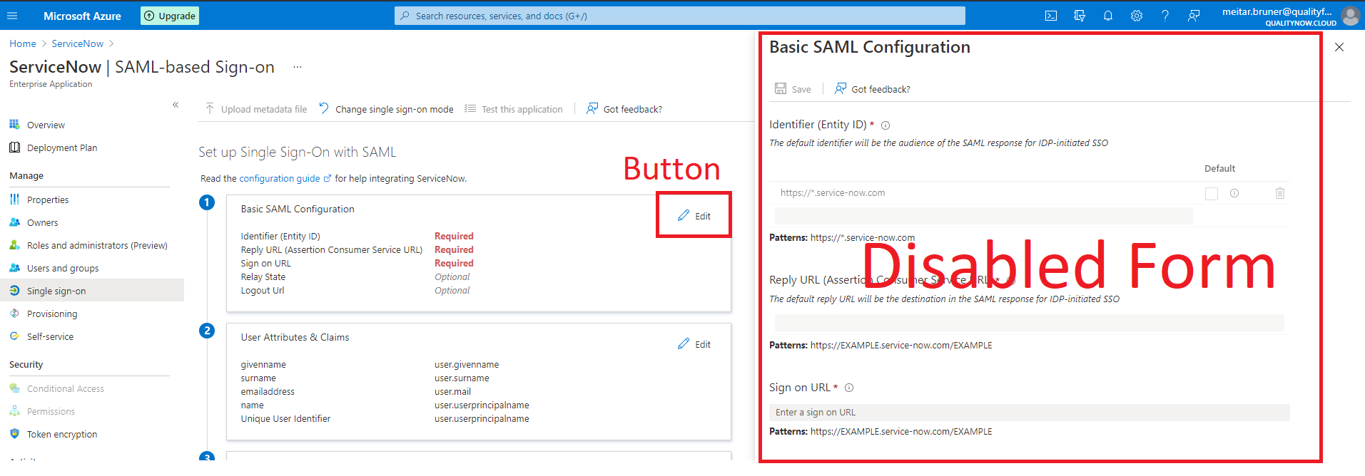 Active directory SSO - Form is disabled - Microsoft Q&A