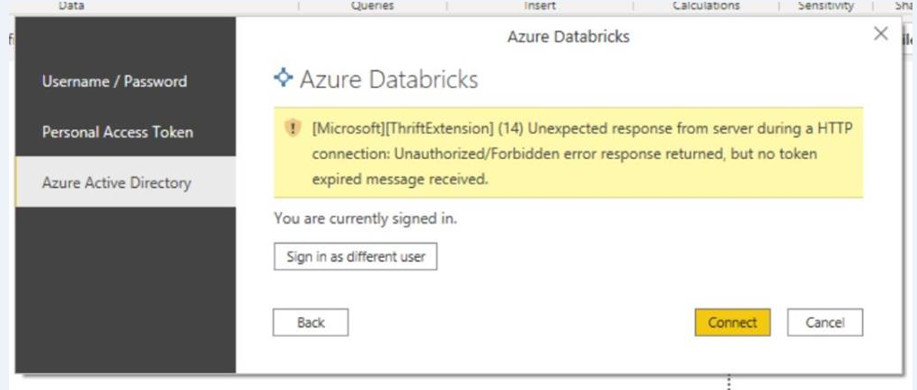 Getting Error When Connecting Databricks Via Power Bi Microsoft Qanda