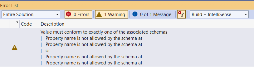 Value must conform to exactly one of the associated schemas - Microsoft Q&A