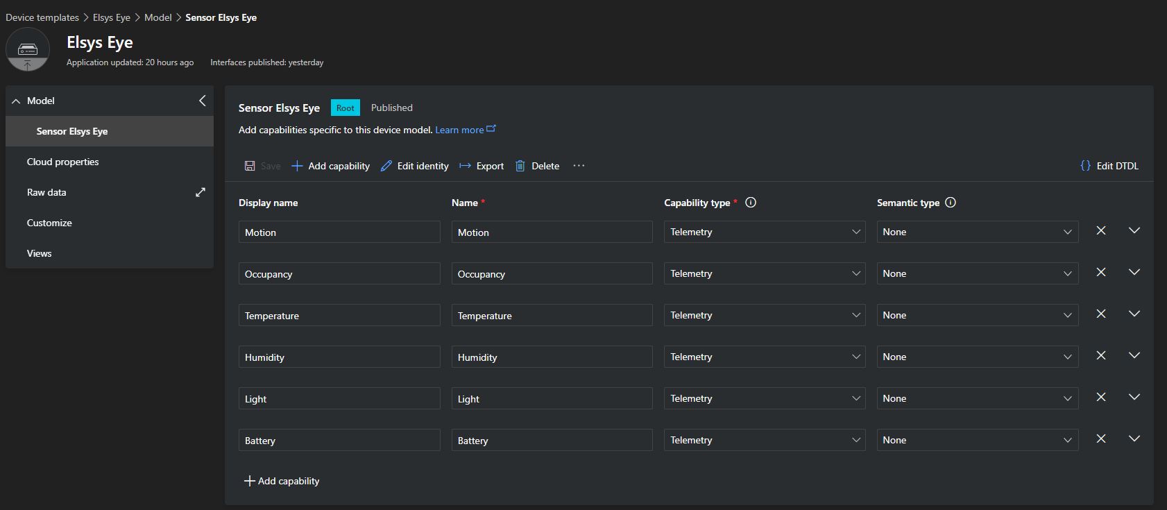 Problem with unmoddeled telemetry in iot Central appliction. Template isn't working as espected ...