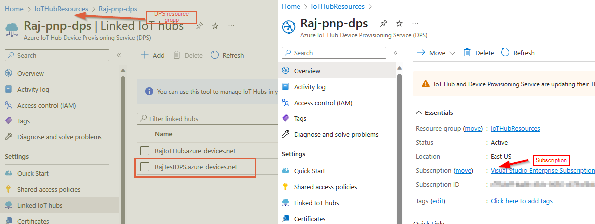 How to link an IoT Hub from a different subscription to the Device Provisioning Service ...