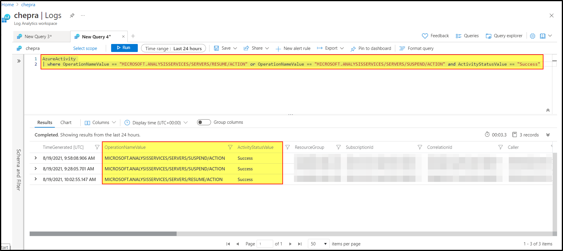 Get the Azure Analysis services Activity logs using Kusto query - Microsoft Q&A