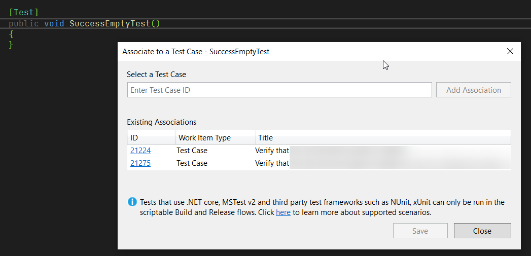 Associate 1 test method to 2 azure test cases - Microsoft Q&A