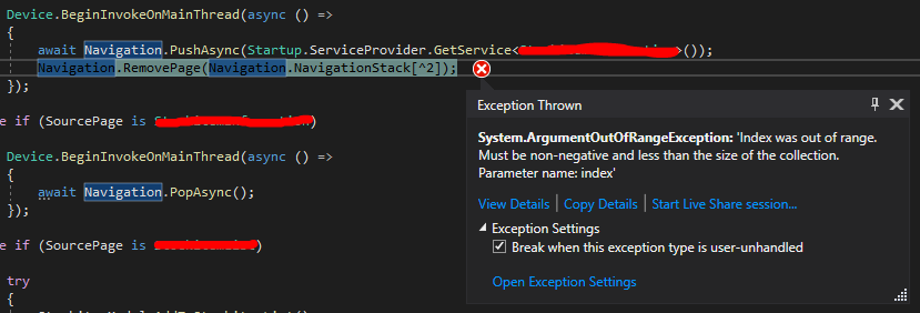 Xamarinforms Crash With Navigationremovepage Microsoft Qanda