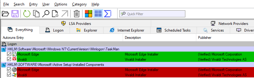 Compare scan in Autoruns 14.0 bugged + crash - Microsoft Q&A