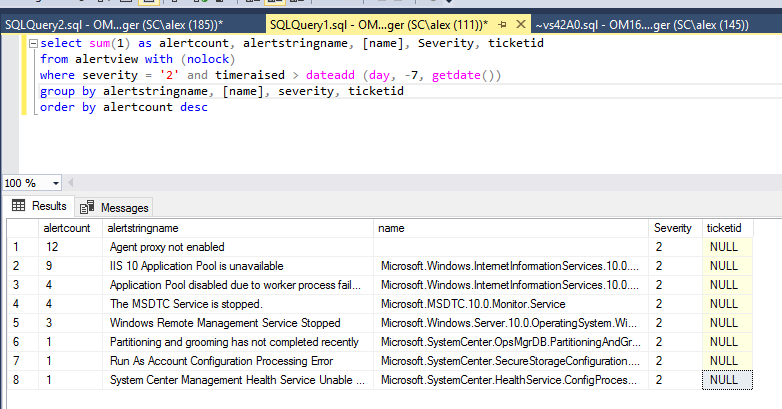SQL Query to Pull Alert Report from SCOM Operations Database - Microsoft Q&A