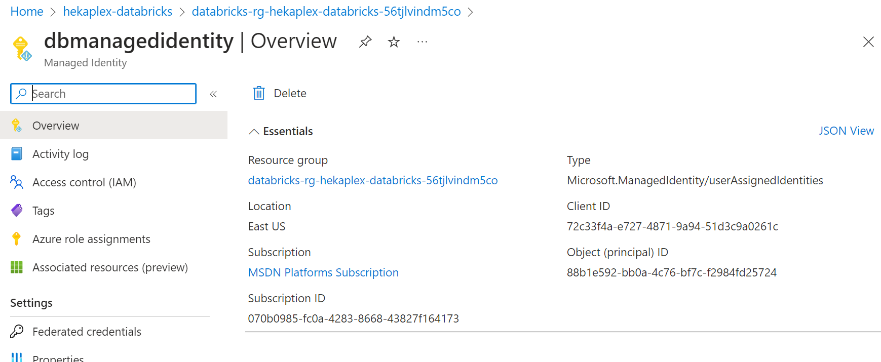 what Databricks resource needs a role assignment to connect to a ...