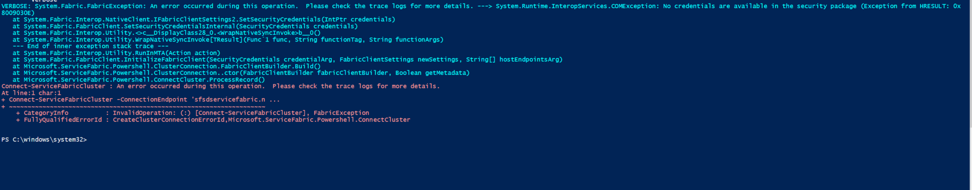 Connect to service fabric cluster - Microsoft Q&A