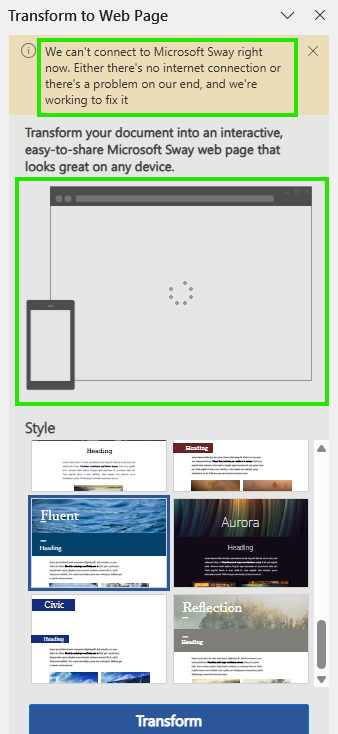 Please help.... Sway does not open anymore from word document keeps ...