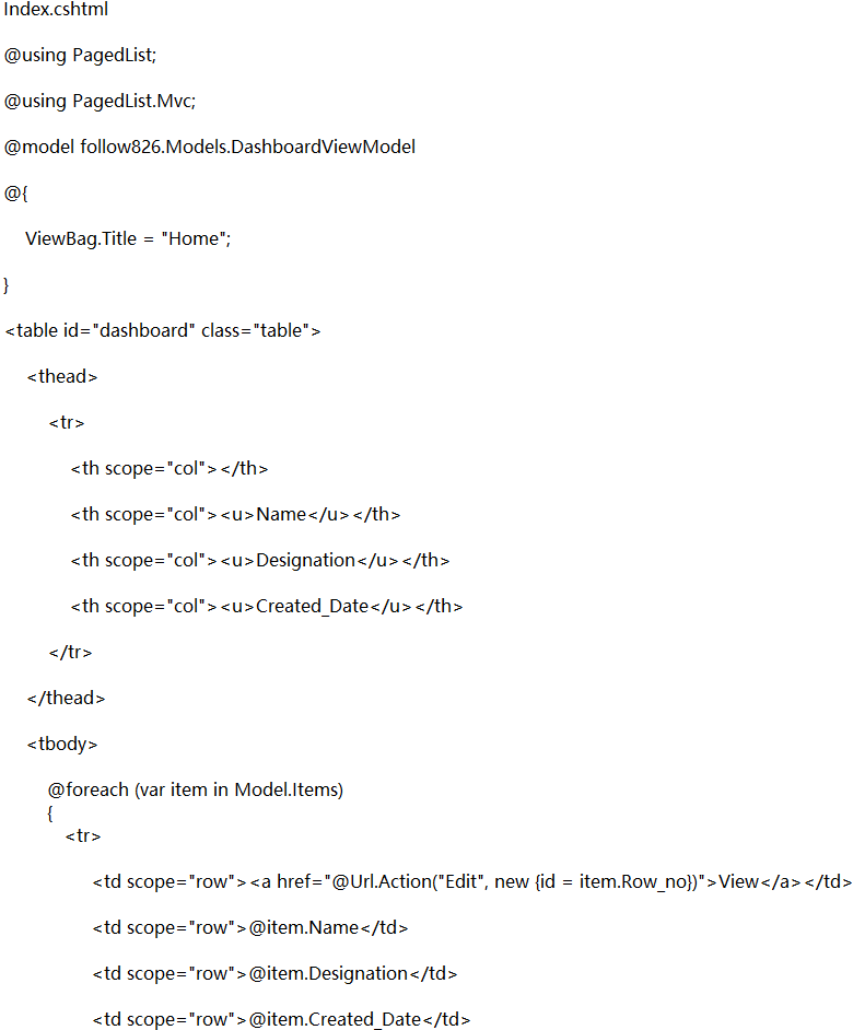 @Html PagedListPager(Model, ... cannot convert dashboardViewModel to PagedList.IPagedList ...