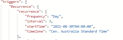Deploying Logic App with Recurrence Trigger via ARM template adds 'Z' (Zulu time) to startTime ...