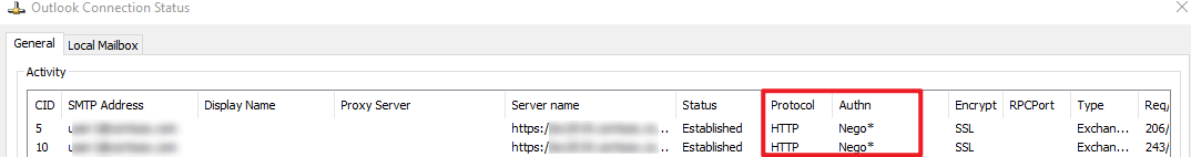 Only one specific user account can not connect to outlook client ...