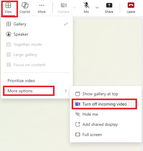 How can i manually turn off incoming video on teams desktop - note ...