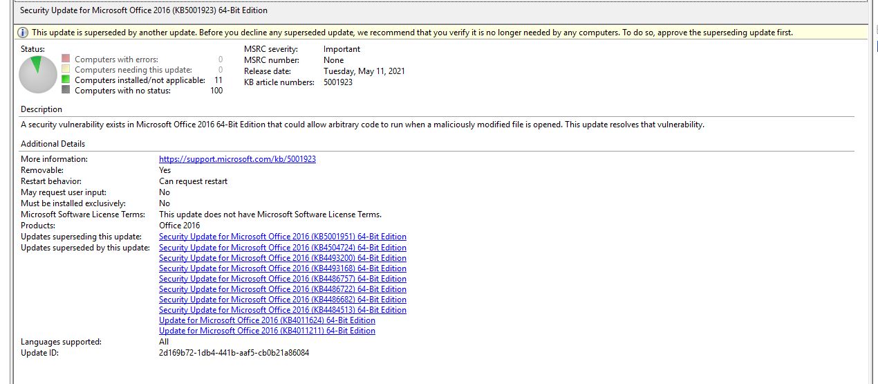Wsus update superseded or not - Microsoft Q&A