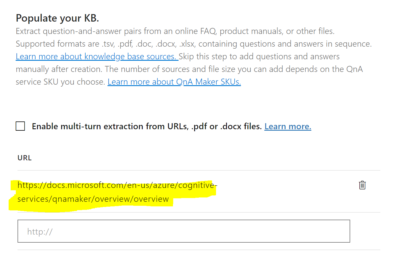 I can't import url to QnA knowledge base - Microsoft Q&A