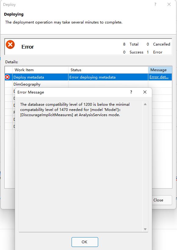 SSAS deploy failure in final step. - Microsoft Q&A SSAS deploy failure in final step. - Microsoft Q&A