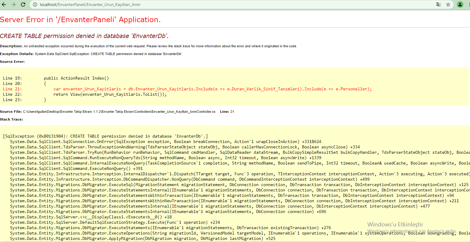 Mvc Published Web Application Gives Page Error In Transaction Containing Database Microsoft Qanda