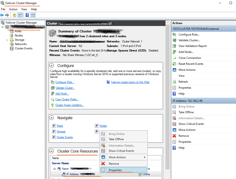Sql Server Failover Cluster Cluster Ip Already In Use Error Under Cluster Roles And Other 5051