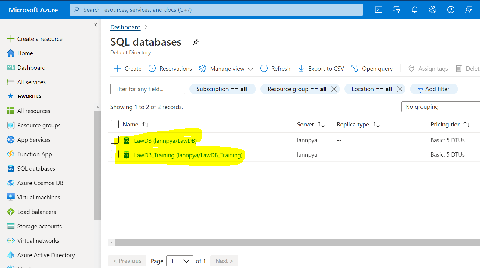 Overwrite Training Sql database on the Production database - Microsoft Q&A