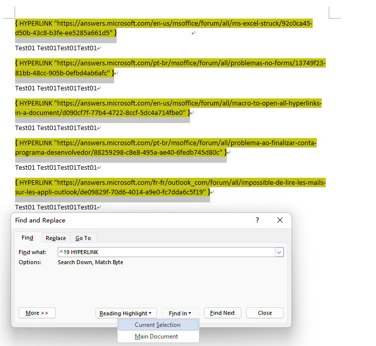 Macro: to open all hyperlinks in a document - Microsoft Q&A