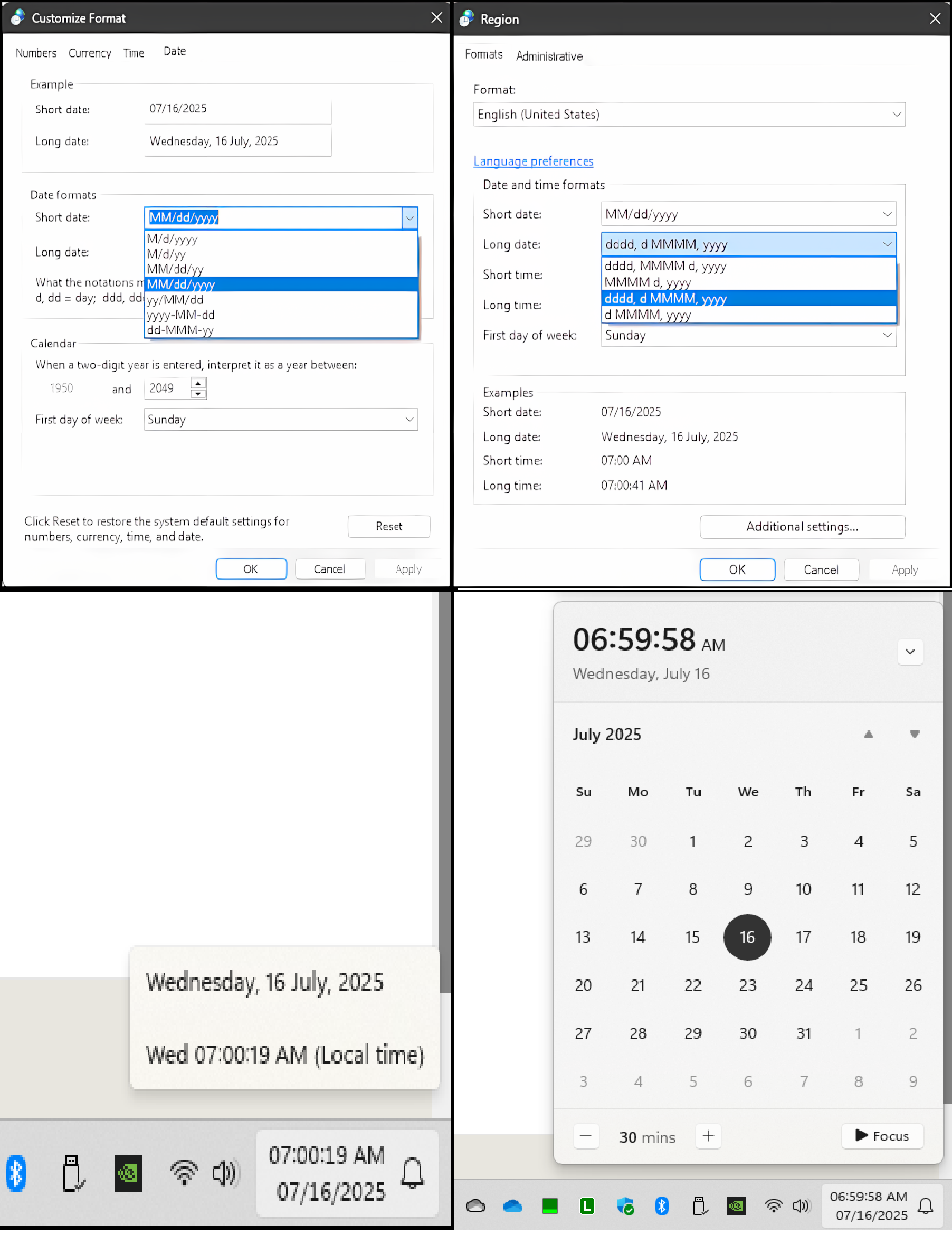 How do I add the day of the week in the Windows 11 taskbar via ...