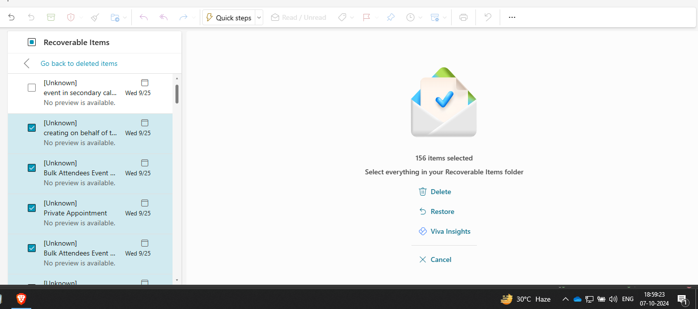 Empty response to Graph query on mails in a folder which actually has mail items visible in ...