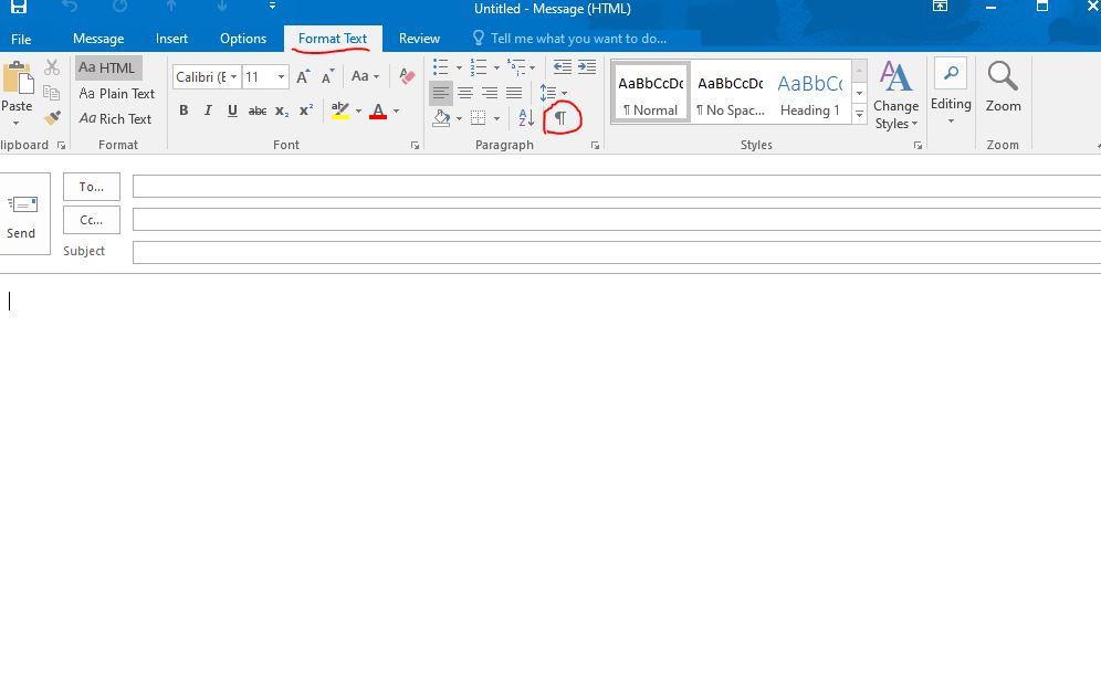 How do get rid of these useless ¶ (paragraph) symbols in my new Outlook ...
