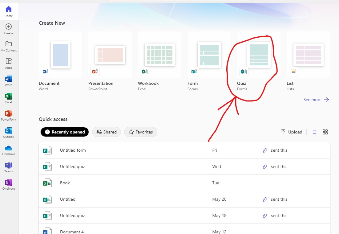 Creating a quiz with Forms within Microsoft 365 Family package ...