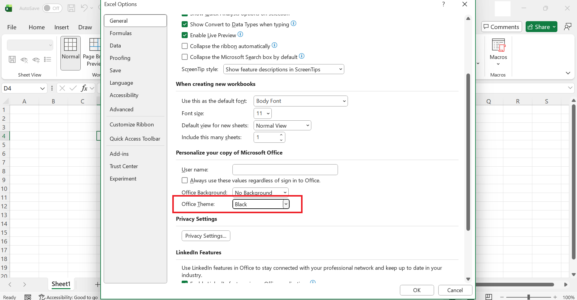 Not seeing Switch Mode (Dark Mode) button in Excel View tab - Microsoft Q&A
