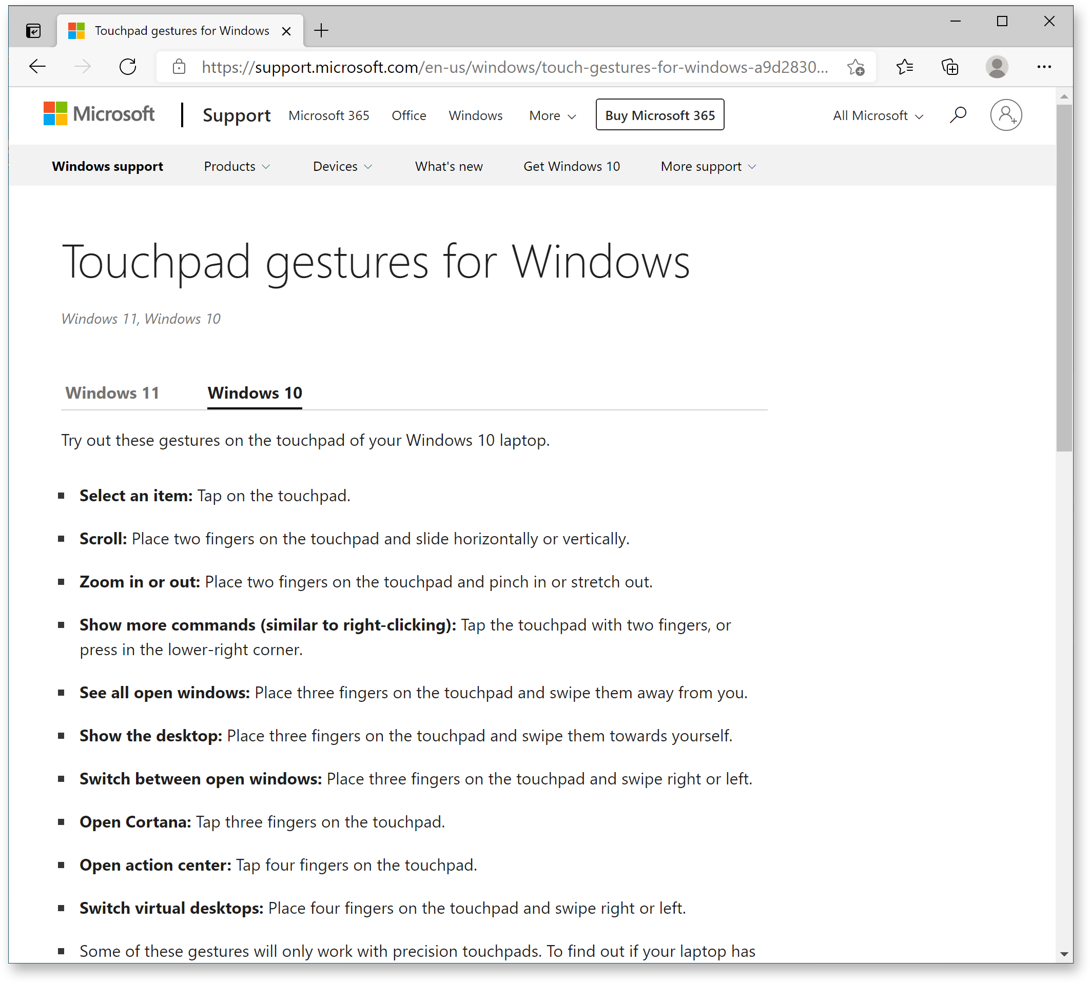 Touchpad gestures for Windows 10 Redirection on WVD - Microsoft Q&A