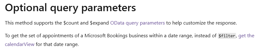 Trouble with Filtering in MS Graph API Query [MS Bookings ... Trouble with Filtering in MS Graph API Query [MS Bookings ...