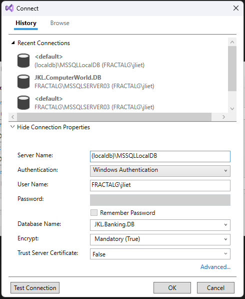Unable To Connect To Localdb Or Update Sql Server Microsoft Qanda