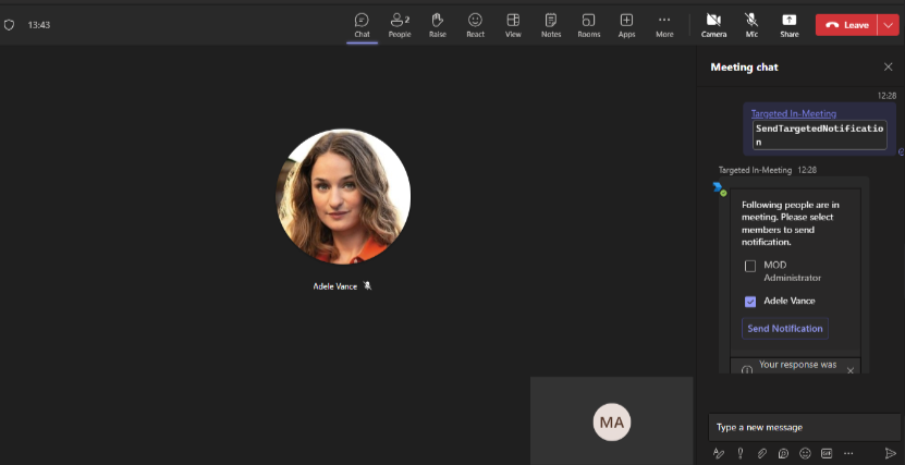No content getting displayed within the Teams meeting interface through ...