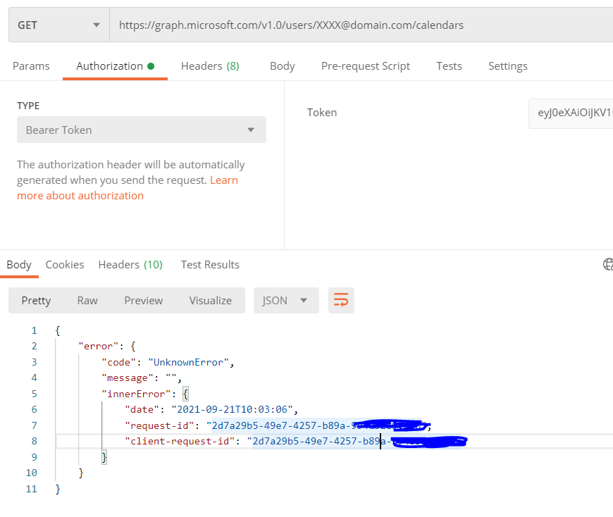 Graph API - On-Prem Exchange read user calendar fails with 401 ...