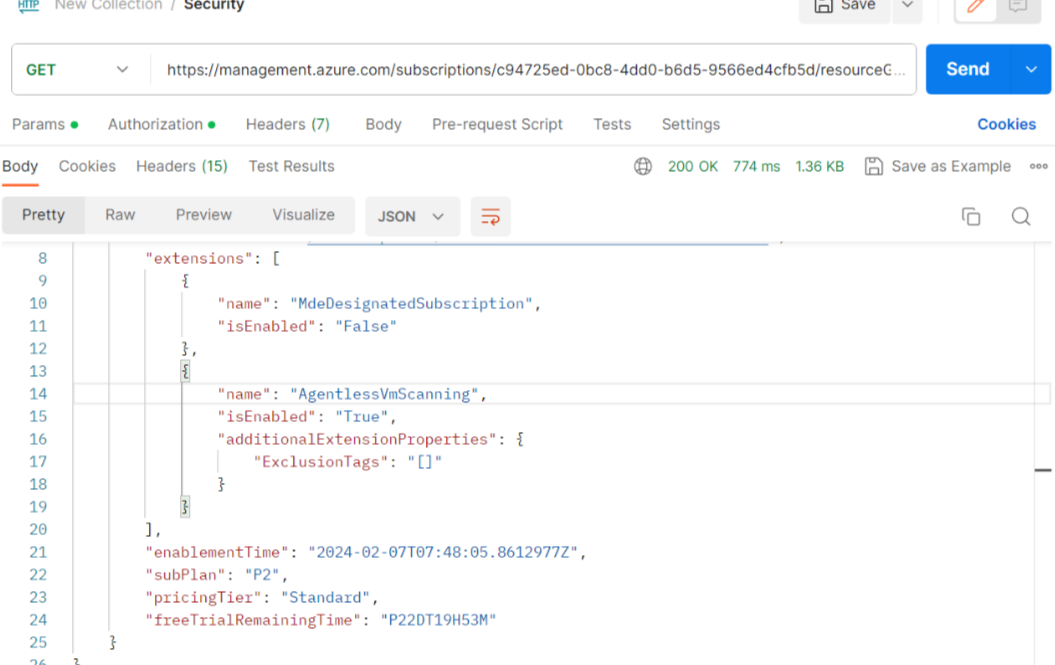 Microsoft Defender for Cloud - Extension names are not available in REST APIs - Microsoft Q&A